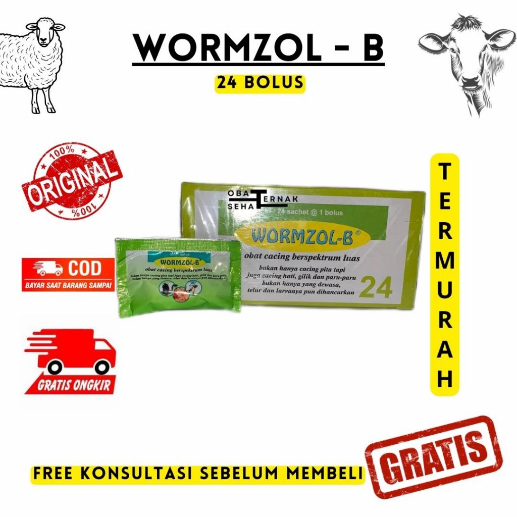 Jual WORMZOL B 1 BOX (24 BOLUS SACHET) - Obat Cacing Cacingan Sapi ...