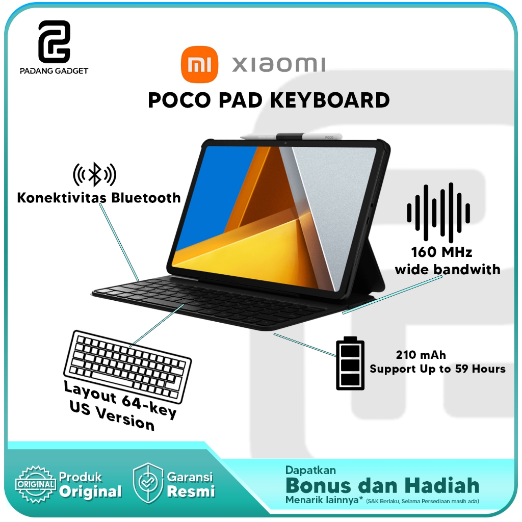 Jual Xiaomi Poco Pad Keyboard | Keyboard Bluetooth | 64 Keys Original ...