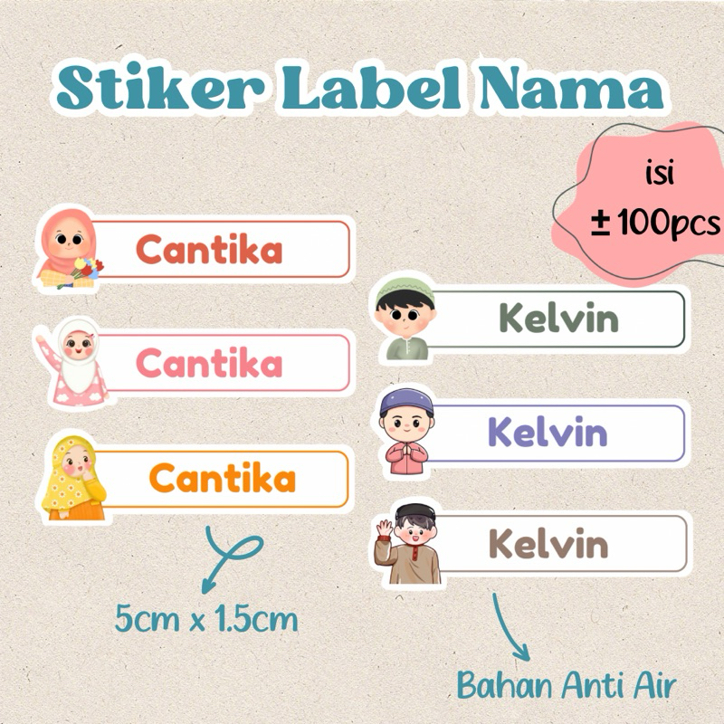 Jual Stiker Label Nama Sekolah Bahan Anti Air | Stiker Buku alat tulis ...