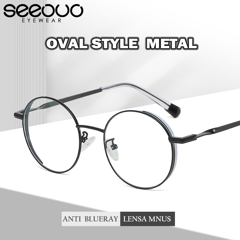 Jual Seeouo Kacamata Antiradiasi Blueray Model Bulat Retro Stylish Frame Bahan Metal Fashion ...