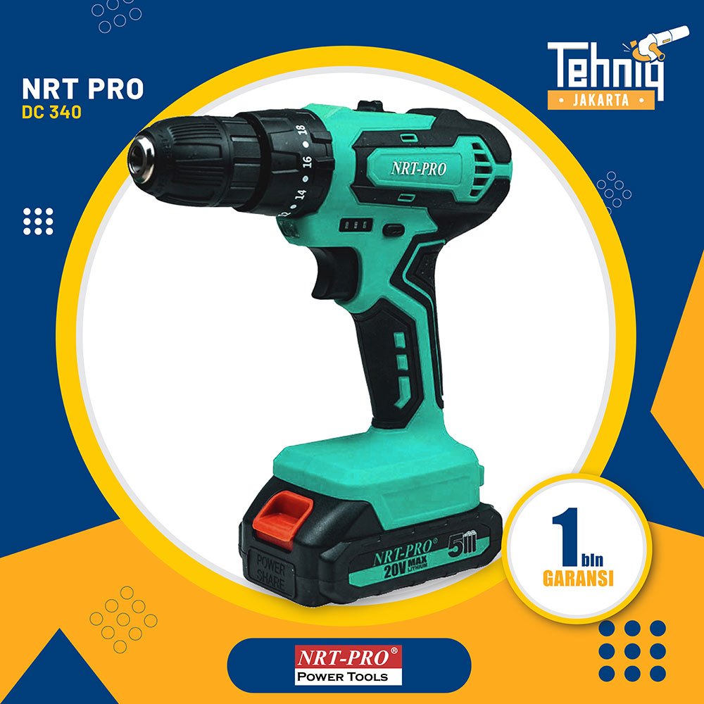 Jual NRT-Pro Bor Impact Cordless 340Set DC / NTR Pro 340+Set DC Mesin ...