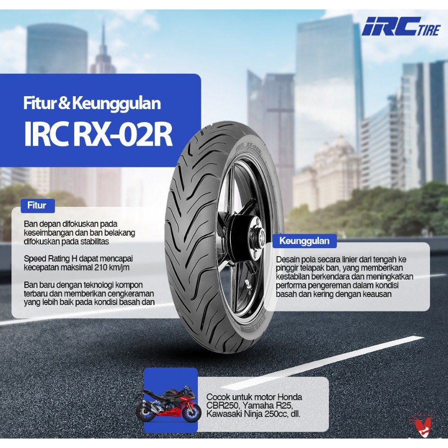 Jual 1SET BAN IRC 110/70-17 RX02F DAN IRC 140/70-17 RX02R TUBELESS Ban ...