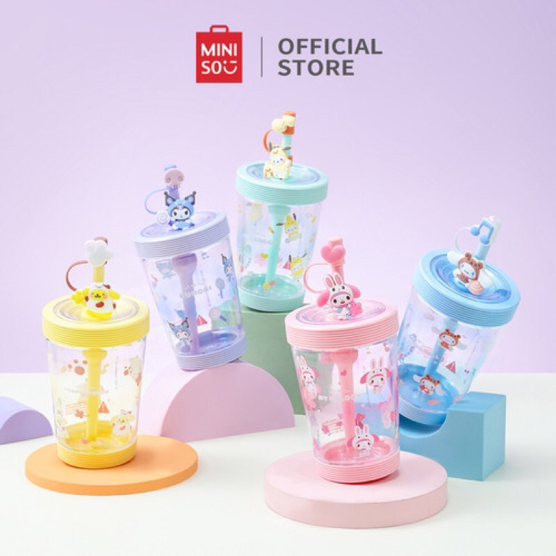 Jual MINISO Sanrio Bottle Water plastic with straw / miniso botol minum ...