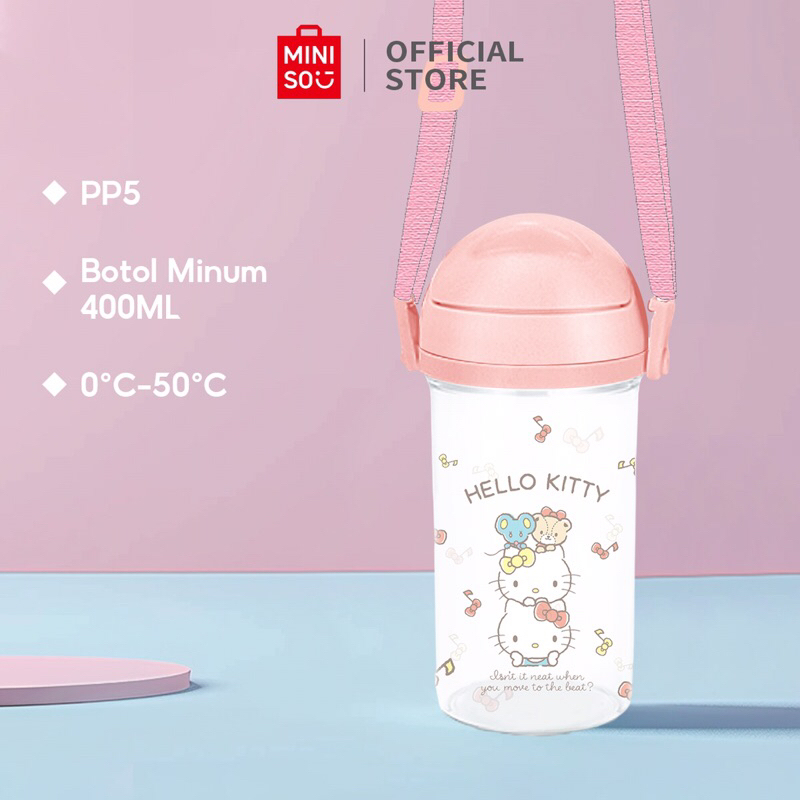Jual Miniso Sanrio bottle water with strap and straw / Miniso sanrio ...