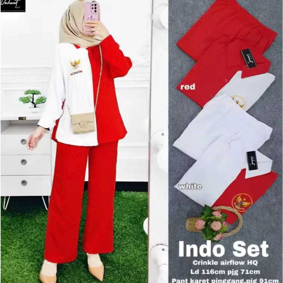 Jual One Set Merah Putih Bahan Kringkel || Set 17 Agustusan | Shopee ...