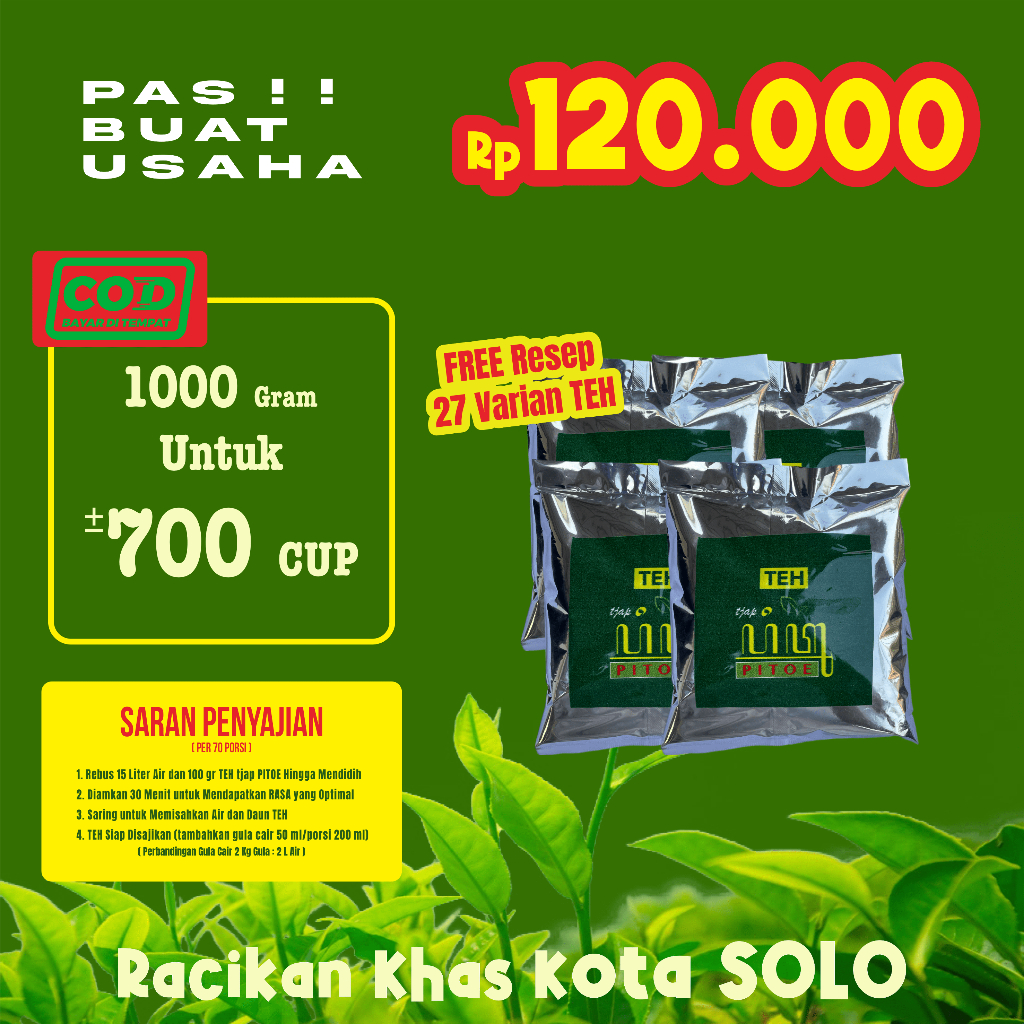 Jual TEH tjap PITOE (Wangi, Sepet, Legi, Kentel) MINUMAN ES TEH JUMBO ...