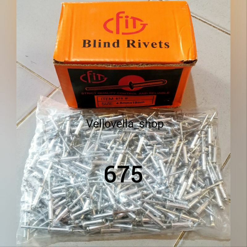 Jual (1 kotak) 450gr Paku rivet / paku tembak / Blind rivet 675 (4.8 ...