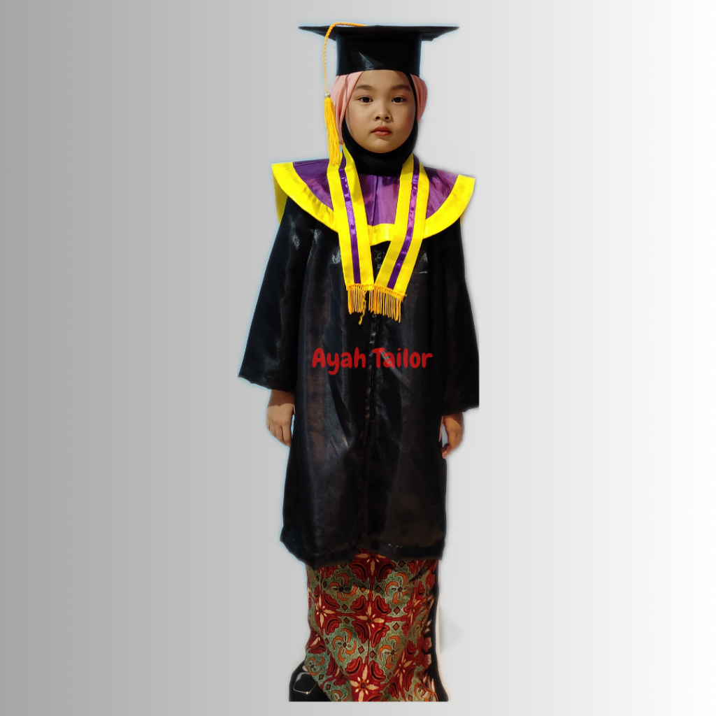 Jual TOGA WISUDA TK PAUD UNGU LIST KUNING | Shopee Indonesia