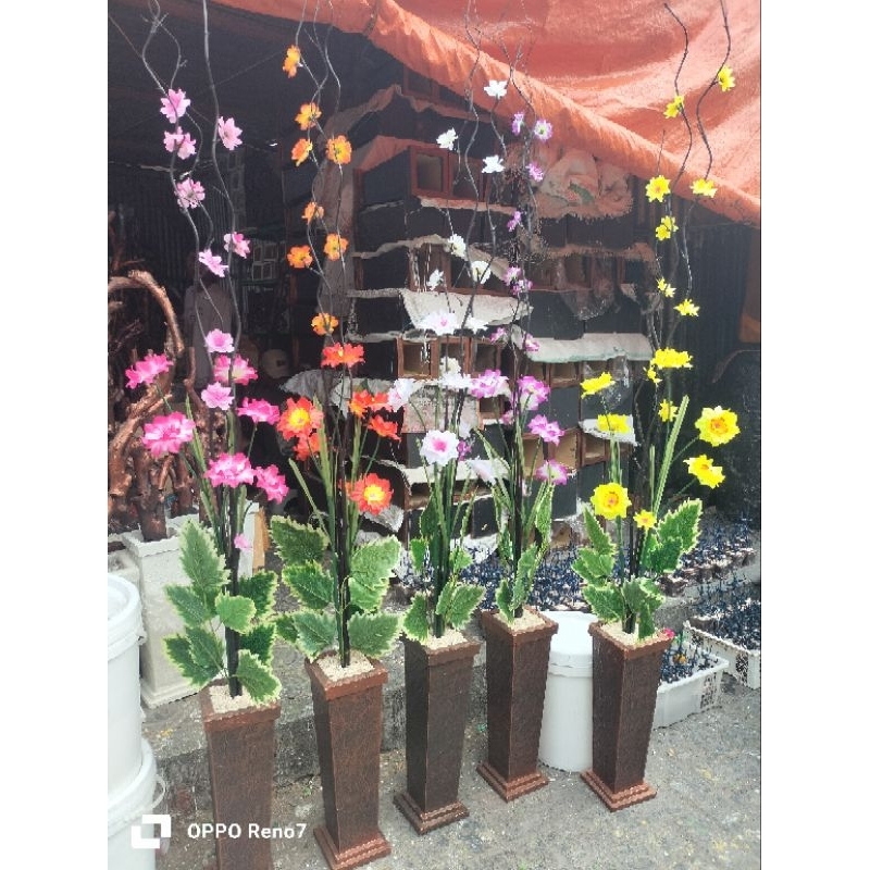 Jual BUNGA HIAS ARTIFICIAL ULIR TINGGI 180CM // LENGKAP VAS BABATUAN ...