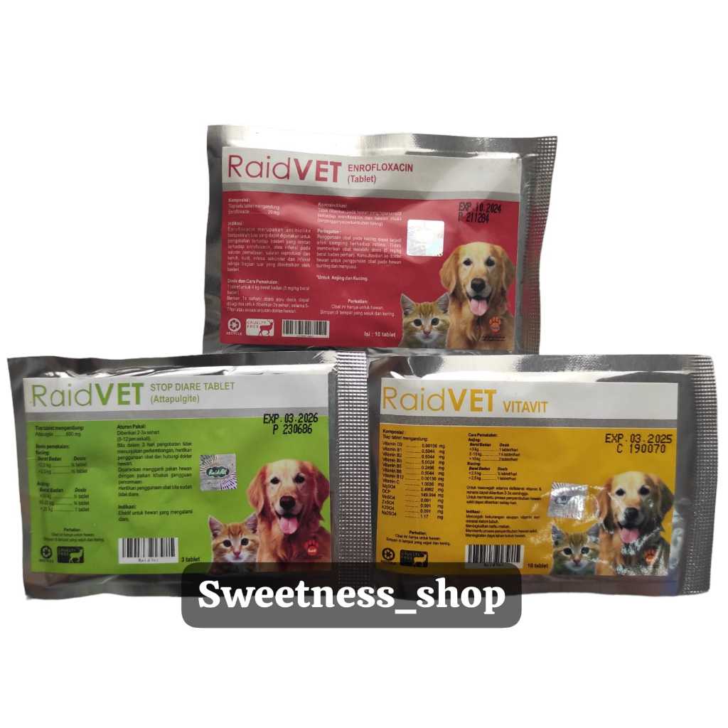 Jual RAID VET Tablet Sachet | Obat Diare | Antbiotik | Vitamin | Raid ...