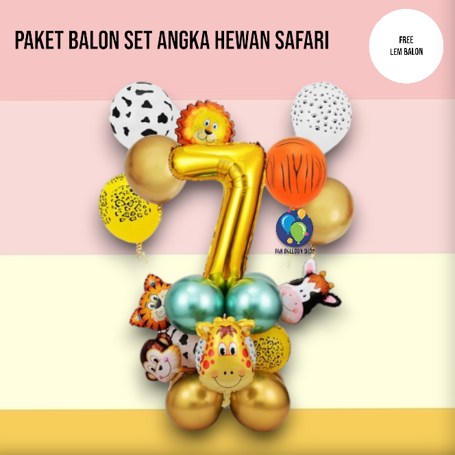 Jual Paket Balon Hewan Safari Ulang Tahun Angka / Set Dekorasi Happy ...