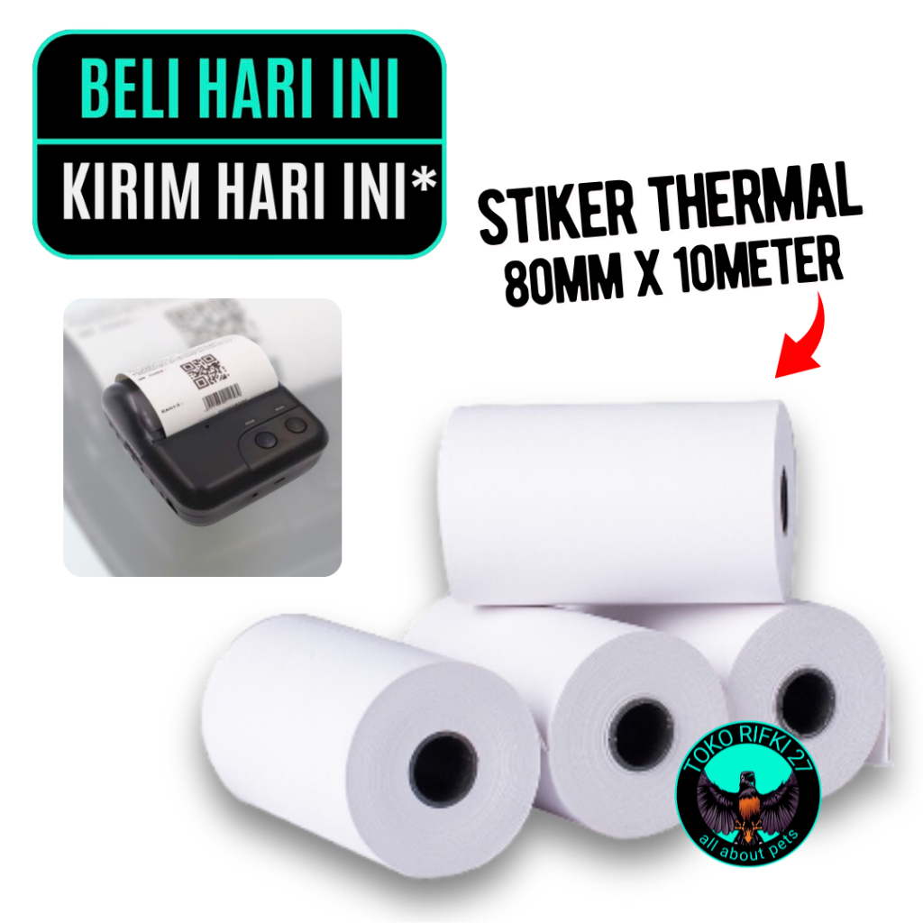 Jual Kertas Thermal Label Stiker 80mm Panjang 10 meter Continuous 80 mm ...