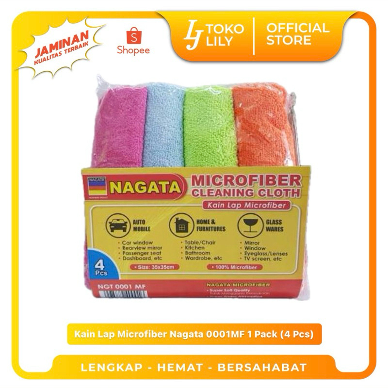 Jual Kain Lap Microfiber Polos Nagata NG0001MF Isi 4 Pcs | Shopee Indonesia