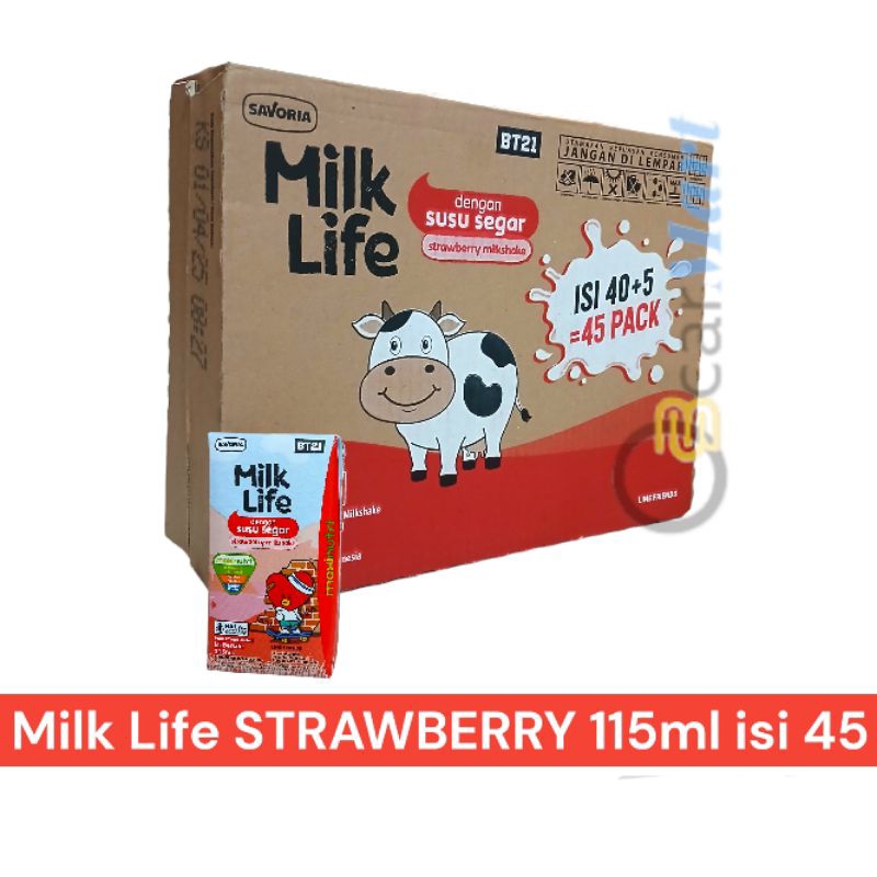 Jual Susu MILK LIFE 1 Dus 115ml isi 45 STROBERI strawberry | Shopee Indonesia