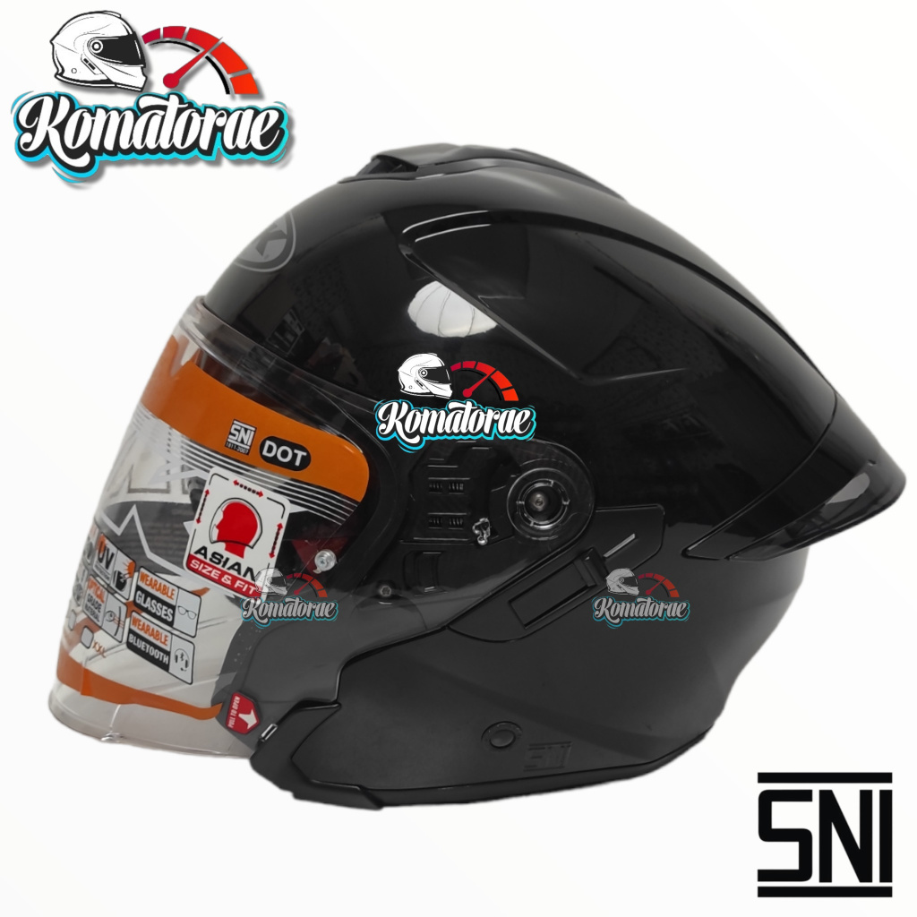 Jual HELM INK TERRA 2 SOLID BLACK DOUBLE VISOR HALF FACE | Shopee Indonesia