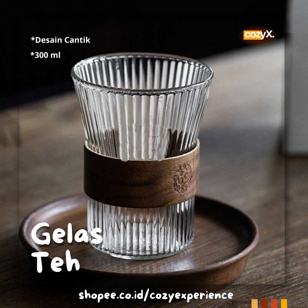 Jual Gelas Teh Kopi Soda Susu Japanese Style Pegangan Kayu | Shopee ...