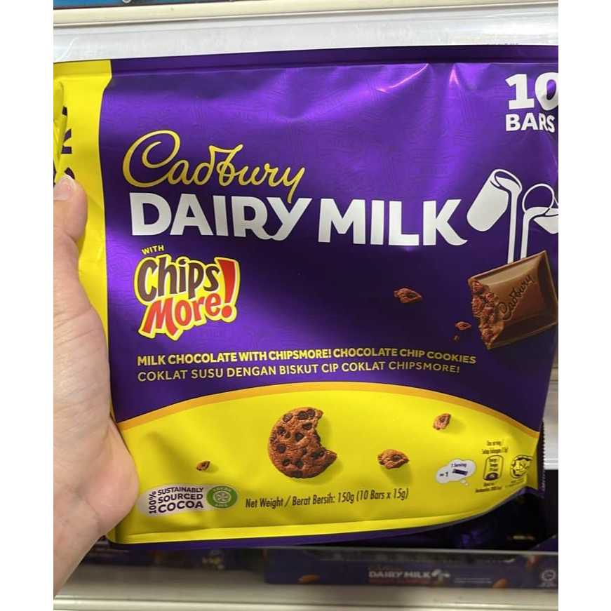 Jual Coklat Chocolatte Cadburry Dairy Milk Chips More 10 bars x 15gr ...