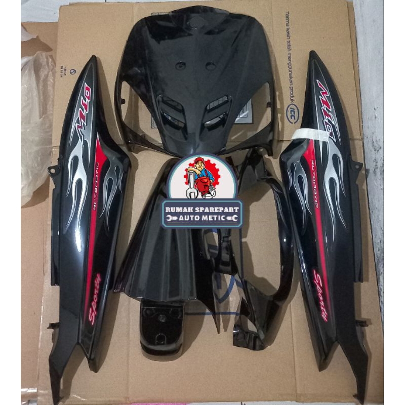 Jual Cover Full Body Alus Yamaha Mio Sporty Hitam Striping Api | Shopee ...