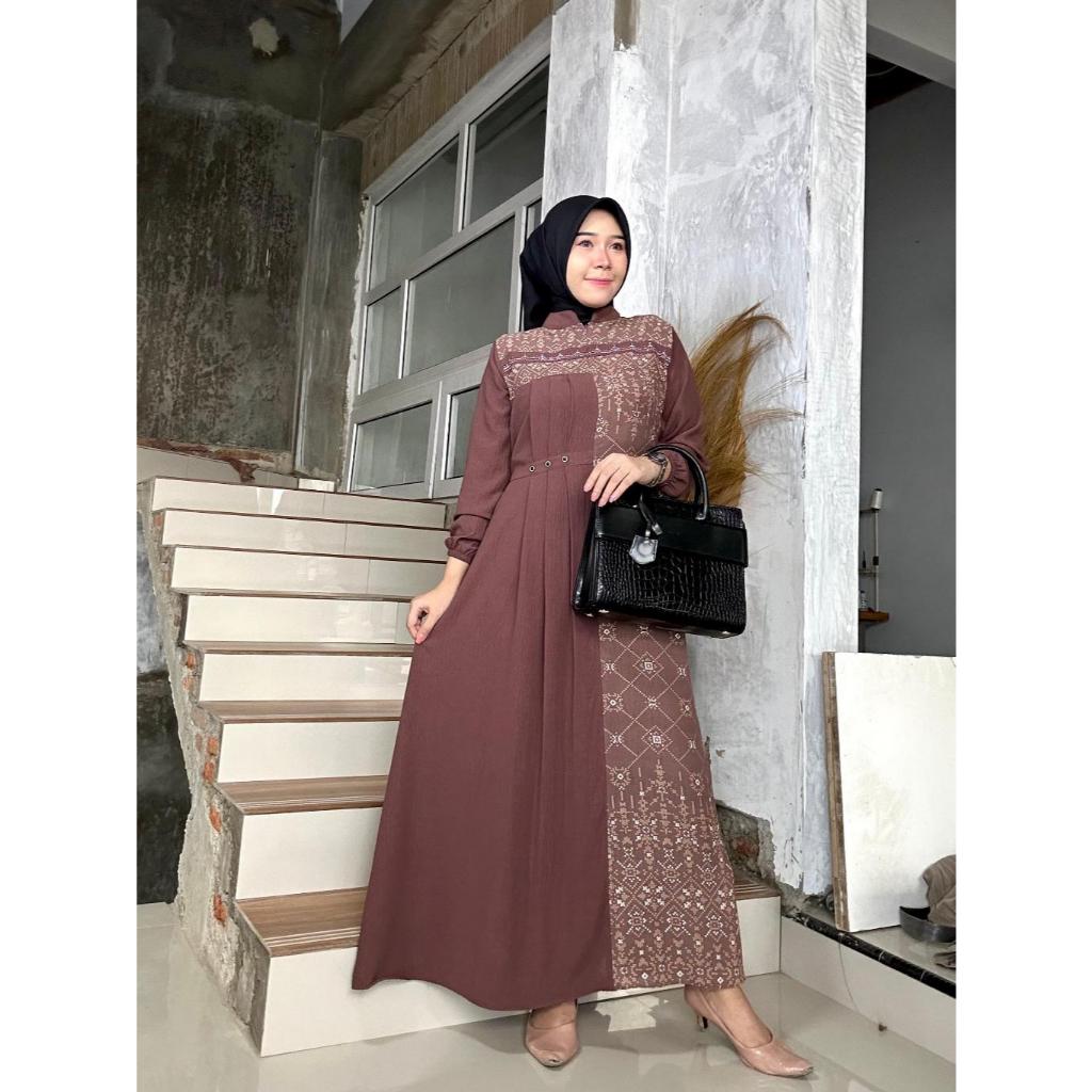 Jual HWF - Gamis Tsabina. Gamis Mute Swarovsky. Cringkle Motif | Shopee ...