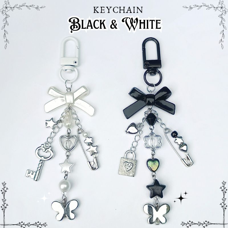 Jual Keychain Black and White Series / Gantungan Kunci Manik-Manik ...