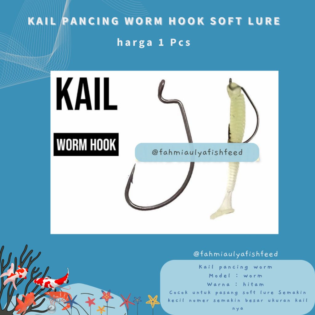 Jual Kail Pancing Worm Hook Soft Lure (Harga untuk 1 pcs) | Shopee ...