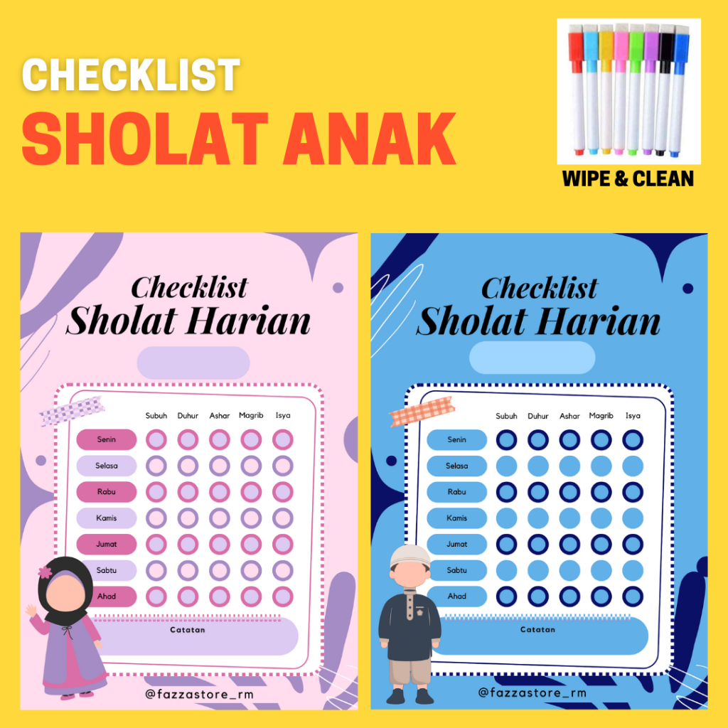 Jual CHECKLIST SHOLAT ANAK WIPE & CLEAN | Shopee Indonesia