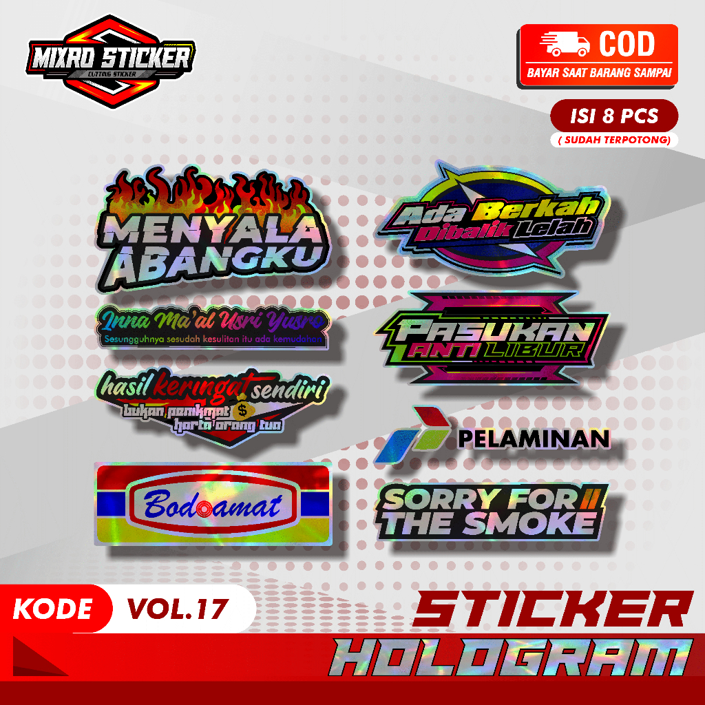 Jual STICKER PACK HOLOGRAM PRINT & CUT VOL.017 STICKER KATA KATA ...