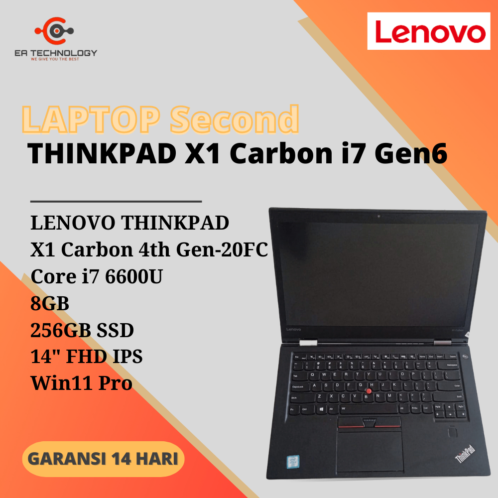 Jual LENOVO THINKPAD X1 Carbon 4th Gen-20FC Core i7-6600U 8GB 256SSD 14" FHD IPS W11Pro | Shopee ...