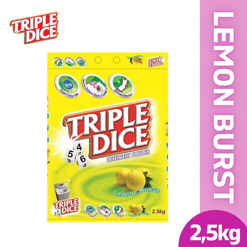 Jual TRIPLE DICE Detergent Powder Lemon Burst 2.5kg | Shopee Indonesia