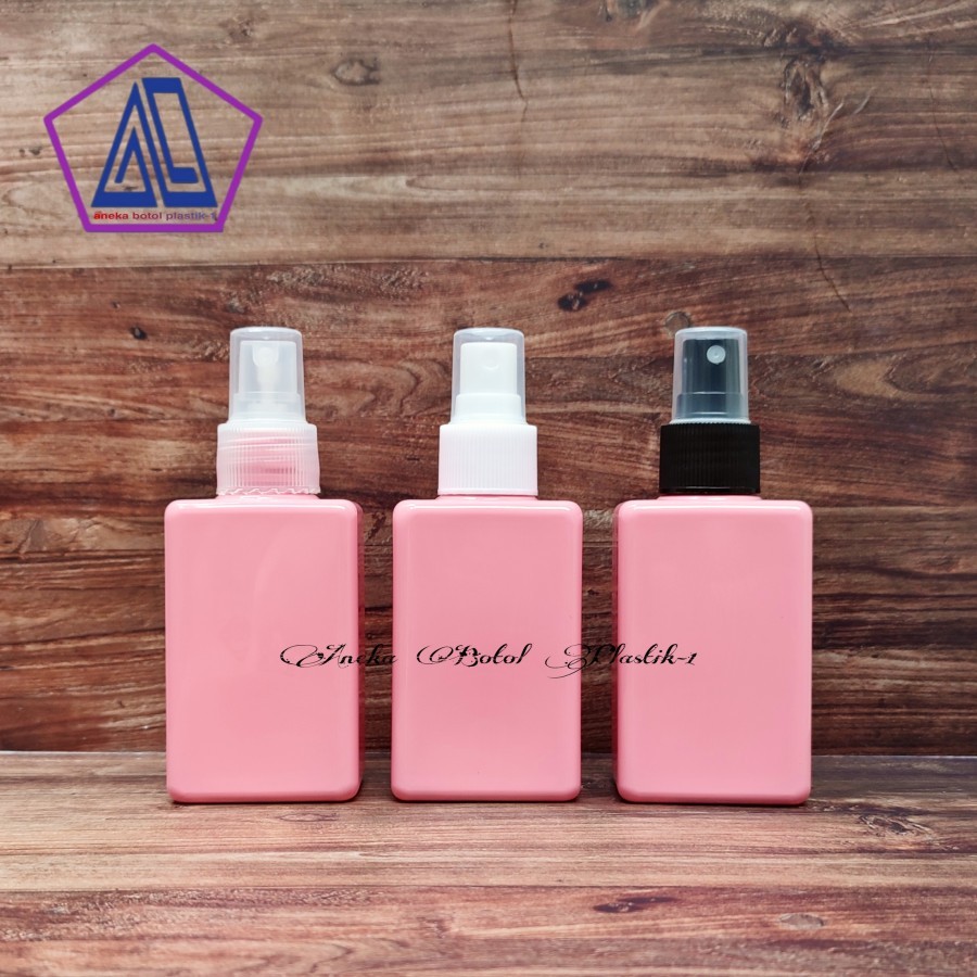Jual Botol Spray 100ml Kotak Pet Plastik Pink Spray Embun / Botol ...