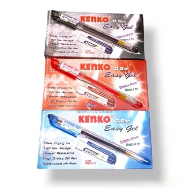 Jual Pulpen kenko easy gel hitam/biru/merah 0.5mm (1 pc) | Shopee Indonesia