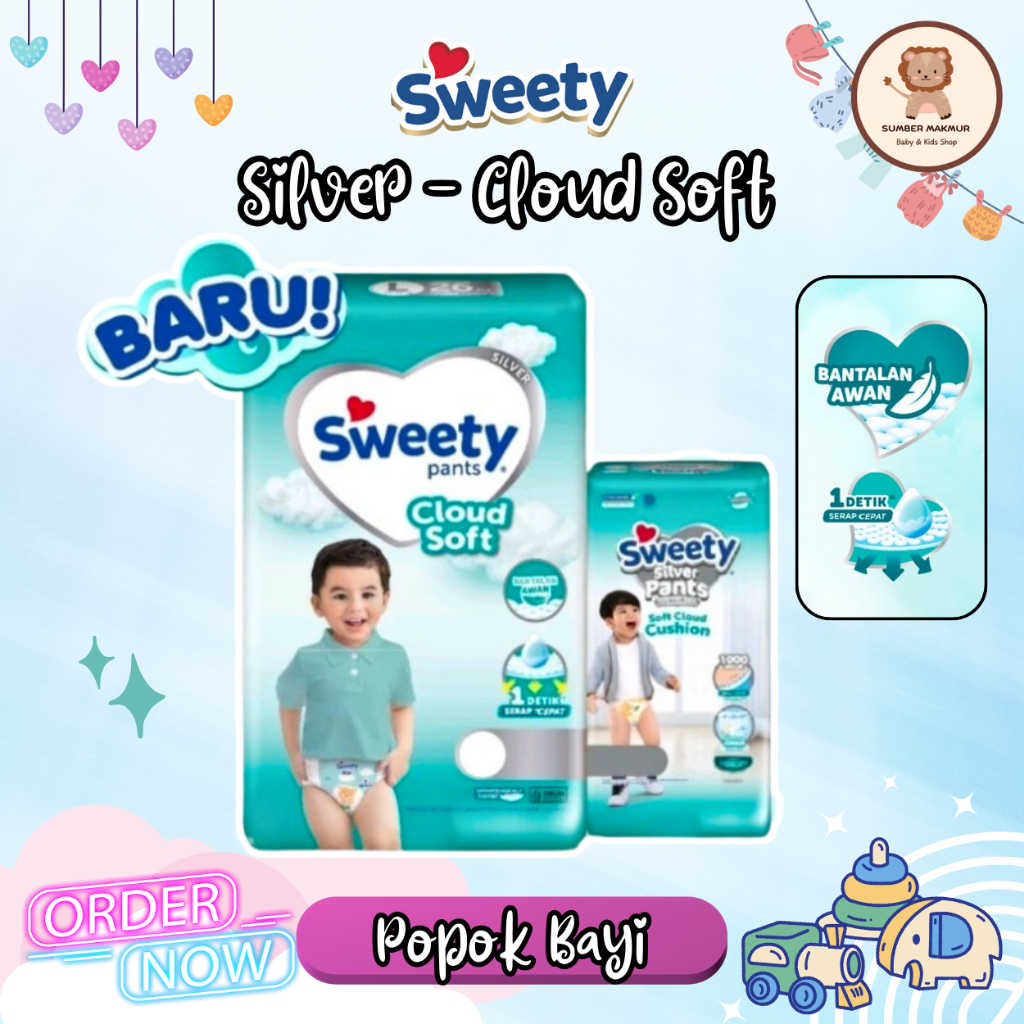 Jual SWEETY SILVER Cloud Soft Popok Bayi Sekali Pakai ALL SIZE Cepat Menyerap Cegah Iritasi ...