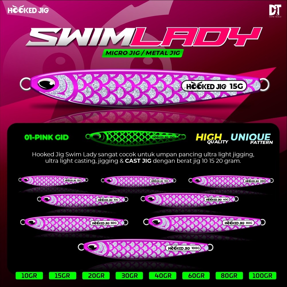 Jual Metal Jig GID Premium Glow in The Dark 100gr 80gr 60gr 40gr 20gr 15gr 10gr Swim Lady By ...