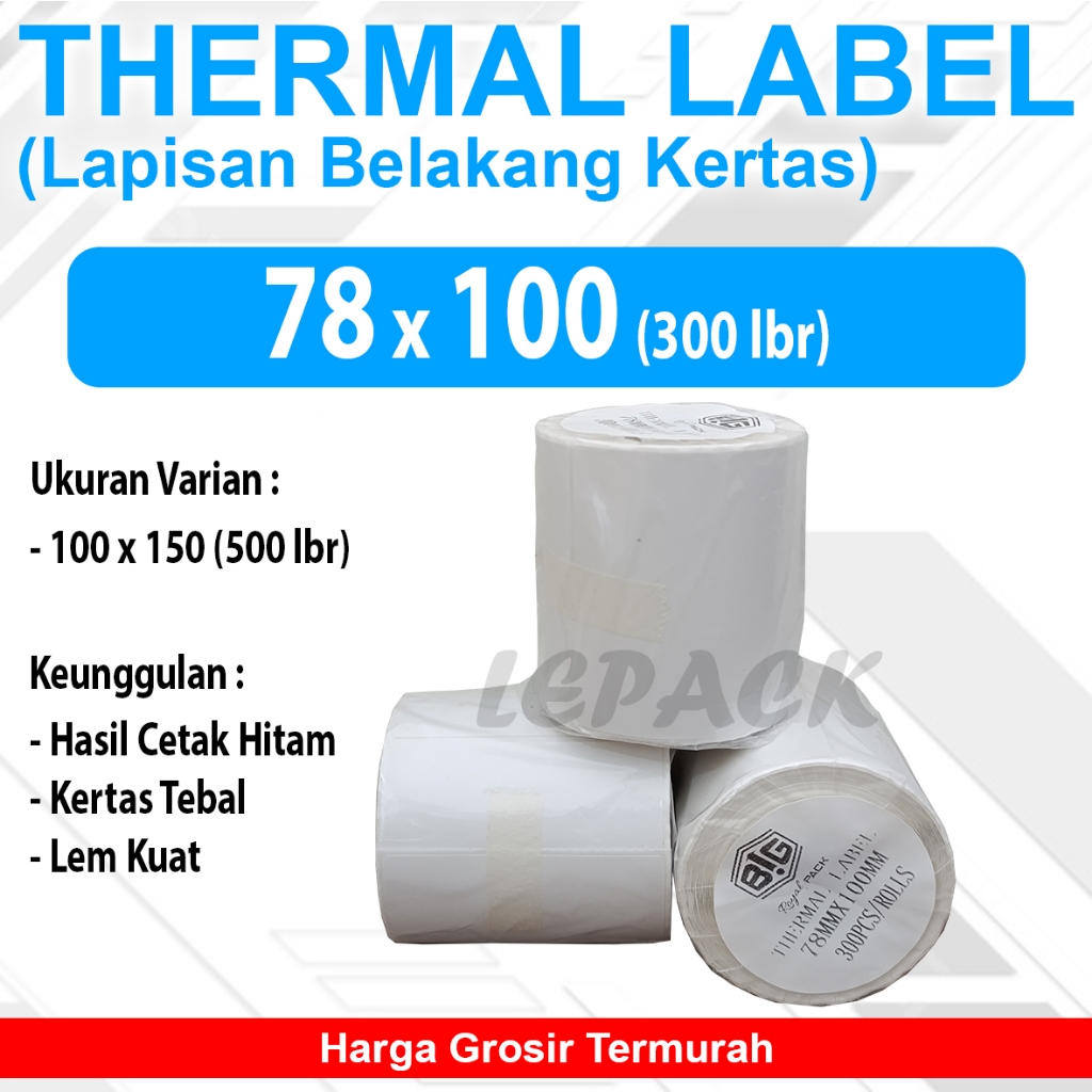 Jual Label Stiker Thermal 78x100 78x100mm isi 300pcs WATERPROOF, Stiker ...