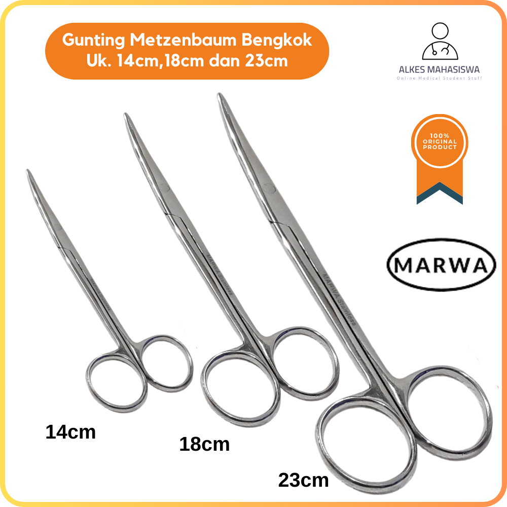 Jual Gunting Jaringan Gunting Metzenbaum Bengkok, Uk.14,18 dan 23cm ...