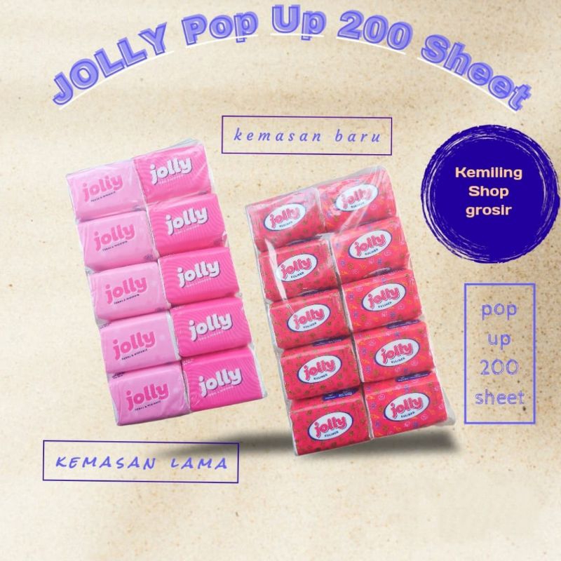 Jual Paket 10 pieces Tisu TIssue JOLLY POP UP 2 Ply 200 Sheets |Tissue ...