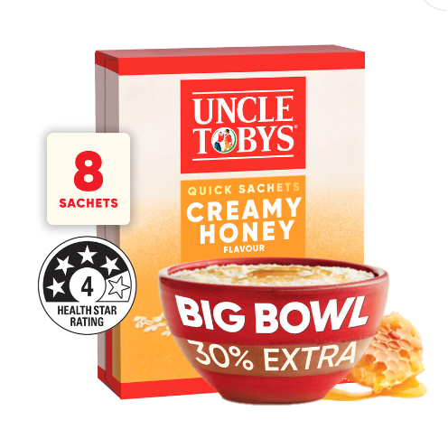 Jual Uncle Tobys Oats Quick Sachets Breakfast Cereal Creamy Honey Big ...