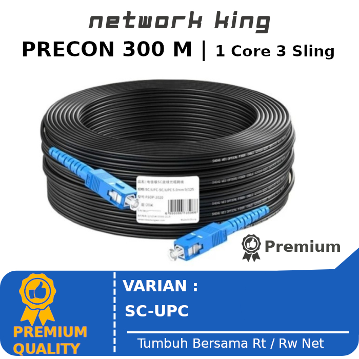 Jual Kabel Ftth Dropcore Precon Fiber Optik / Prekon 1 core 3 Sling 300 ...