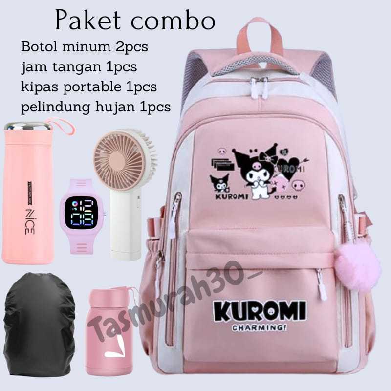 Jual Tas Ransel Sekolah Charming kuromi Terbaru Backpack Punggung Unisex Banyak Bonus Tas ...