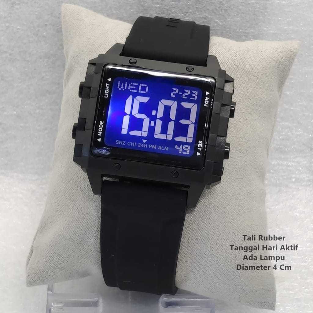 Jual Jam tangan Pria / Wanita Digital Kotak Tali Rubber Tahan Air ...