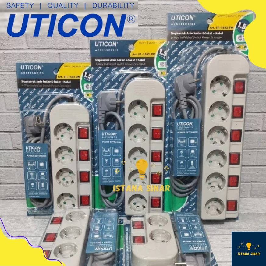 Jual Uticon Stopkontak 2 3 4 5 6 Lubang Saklar Masing2 stop kontak colokan + kabel 1 ,5 meter ...