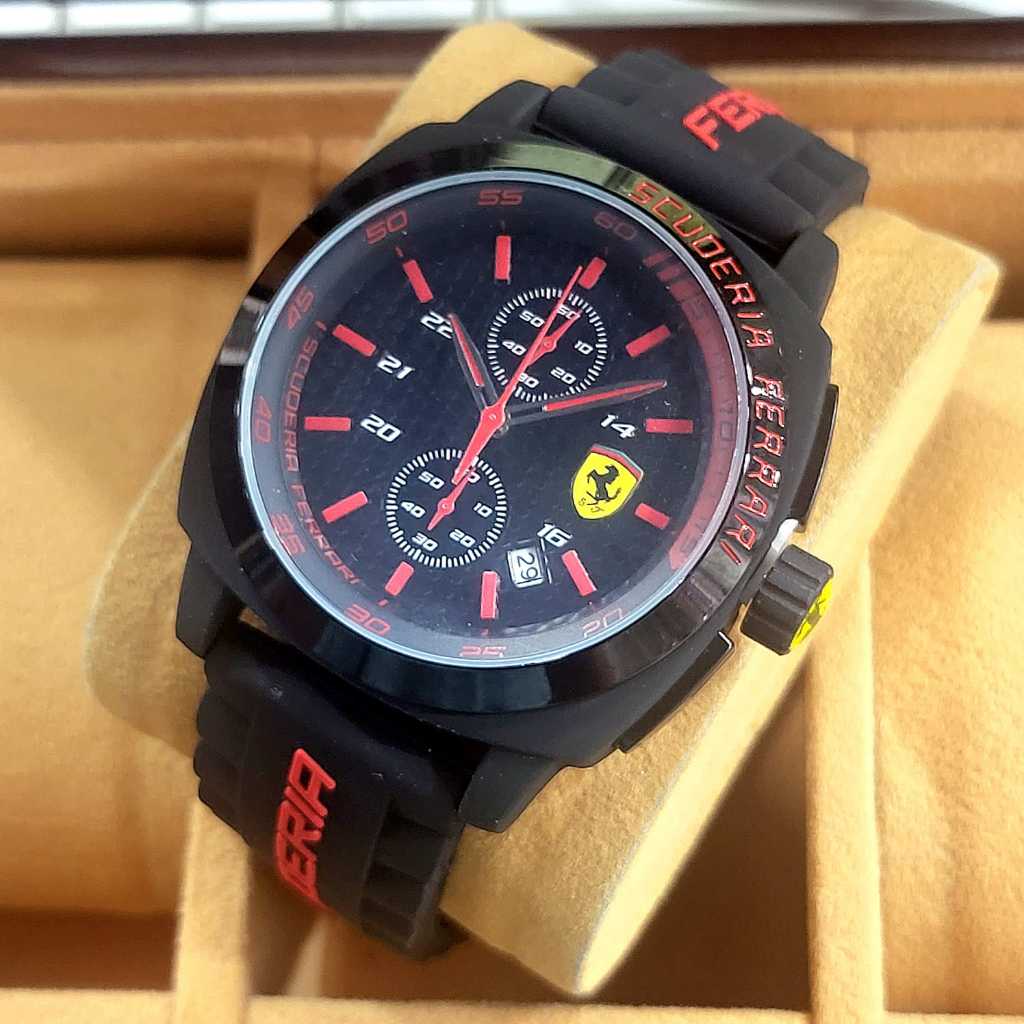 Jual FERRARI• Jam Tangan Pria SPORT Chronograph Kode•YL8090 Free Box ...