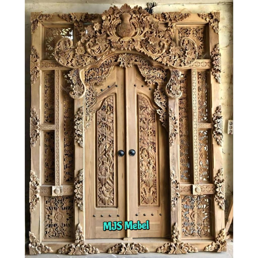 Jual Pintu gebyok ukir style bali bahan full kayu jati Pintu Rama Sinta ...