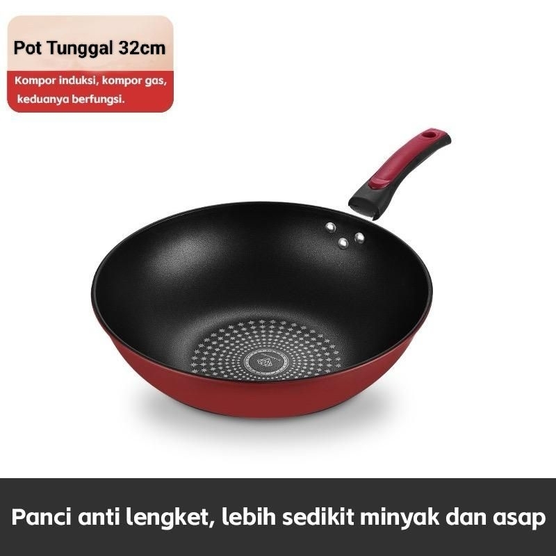 Jual 32cm Wajan Batu Medis Diamond Wok Pan Anti Lengket Wajan ...