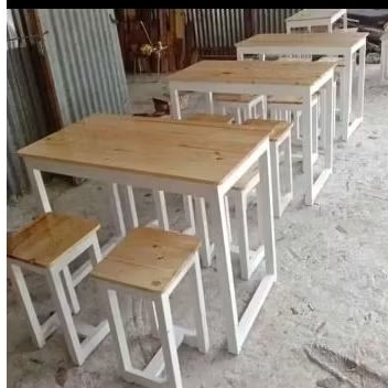 Jual meja makan kayu jati belanda/meja makan kayu/meja bar cafe/meja kayu minimalis | Shopee ...