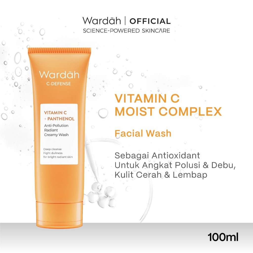 Jual WARDAH C-defense Vitamin C + Panthenol Anti-Pollution Radiant Creamy Wash 100 ml - Facial ...