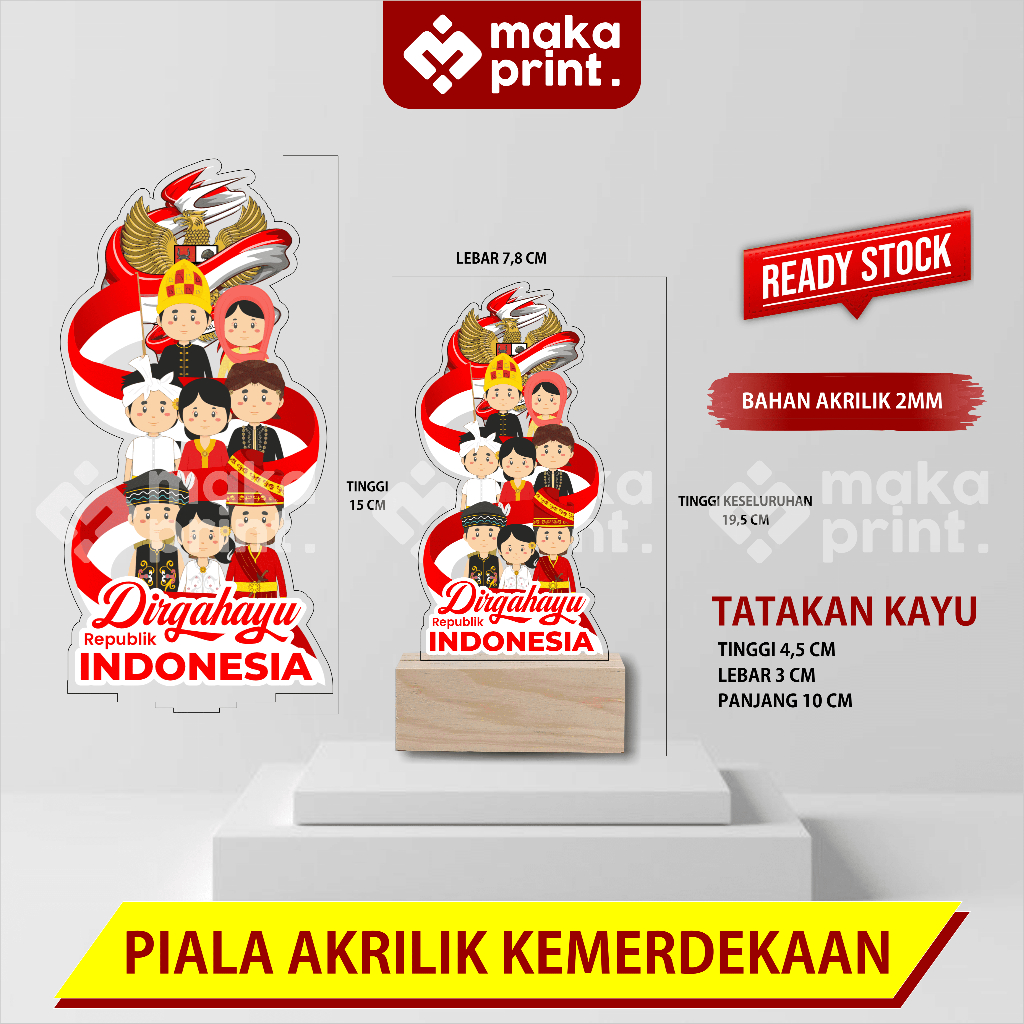Jual Plakat akrilik kemerdekaan ( MODEL B ) Tatakan Kayu - Piala ...