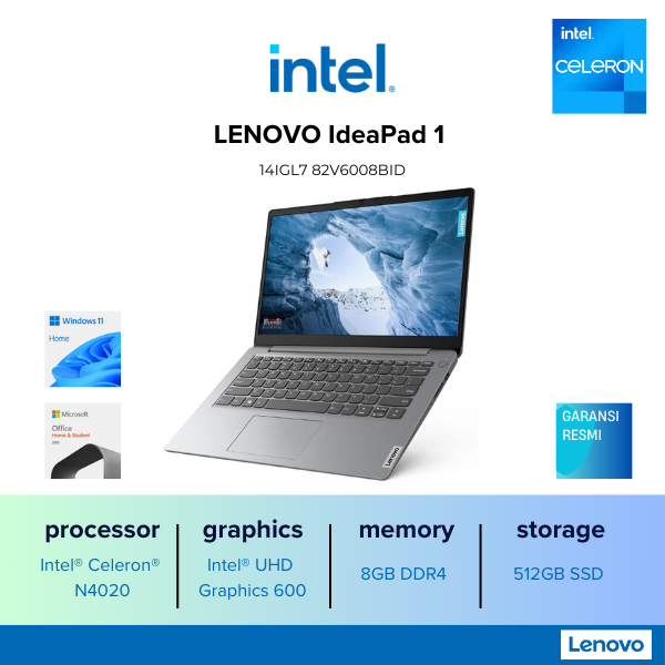 Jual LENOVO IdeaPad 1 - 14IGL7 82V6008BID/AID [Intel Celeron N4020/8GB ...