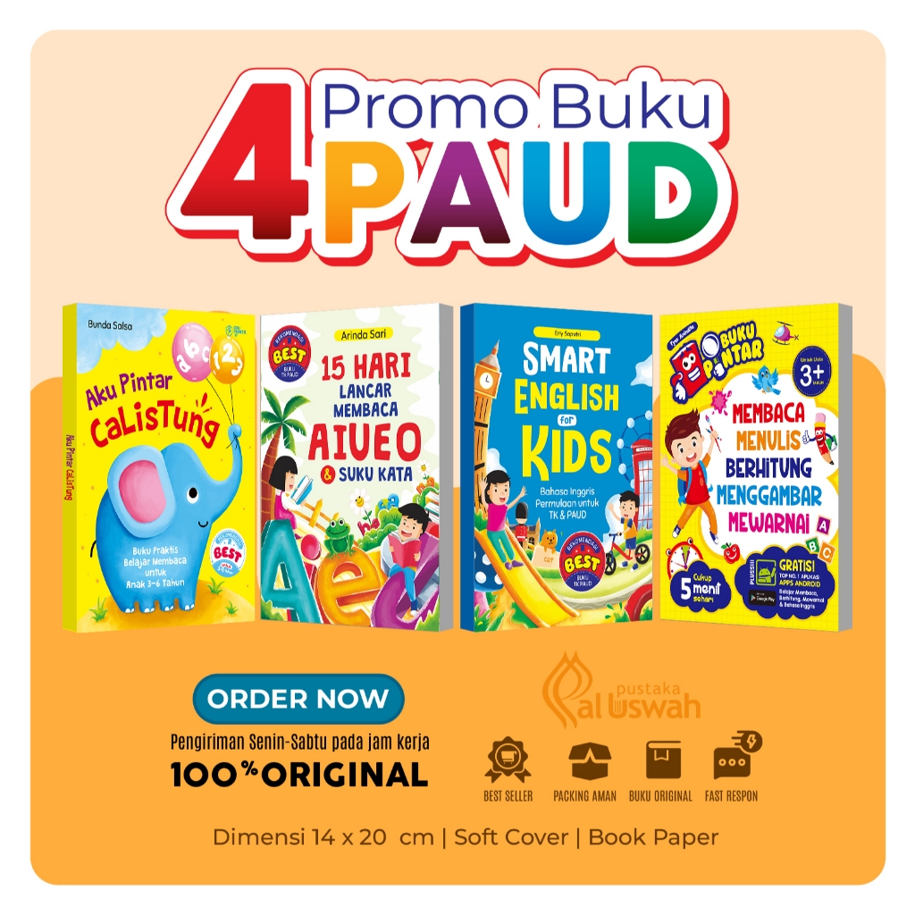 Jual Paket 4 Buku PAUD Aku Pintar Calistung // 15 Hari Lancar Membaca AIUEO dan Suku Kata ...
