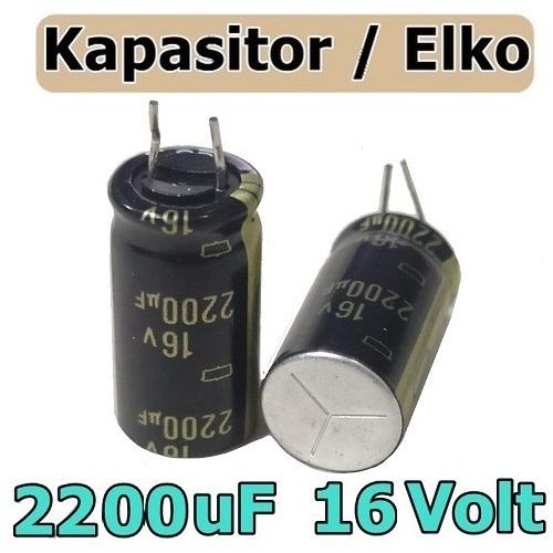 Jual Kapasitor Elco 2200/16 2200uF/16 2.200/16V 2,220/16V Capacitor ...